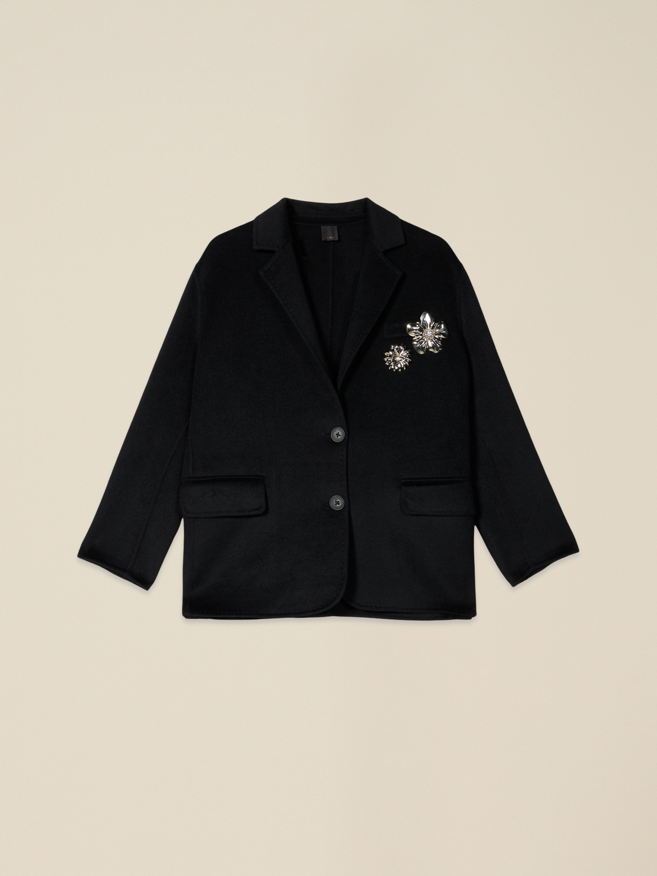 Unstructured mixed wool jacket with pins | Oltre | v0.10.01